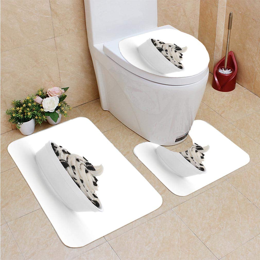 GOHAO Frozen Yogurt Oreo Cookie Crumbles 3 Piece Bathroom Rugs Set Bath ...