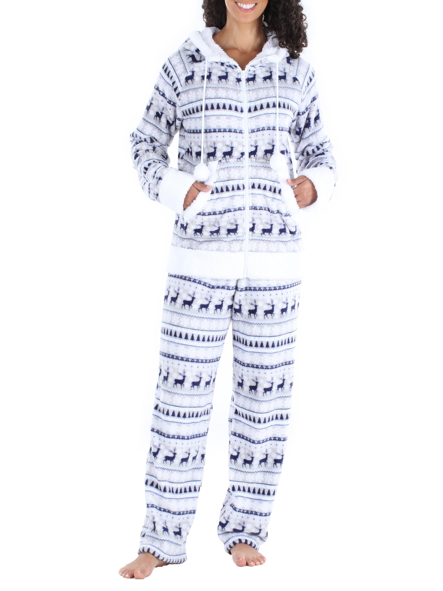 Frankie & Johnny Women's Sleepwear Fleece 2-Piece Zip Hoodie and Pant ...