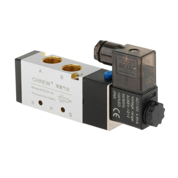 5 Way 2 Position Pneumatic Solenoid Valve Single Coil Electric Aluminum ...