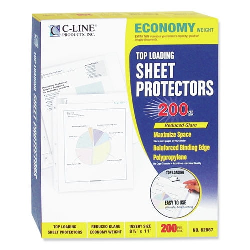C-Line Economy Weight Poly Sheet Protector, Reduced Glare, 2", 11 x 8 1 ...