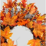 Bobasndm 18 Inch Outdoor Fall Wreath for Front Door, Maple Leaves Decor ...