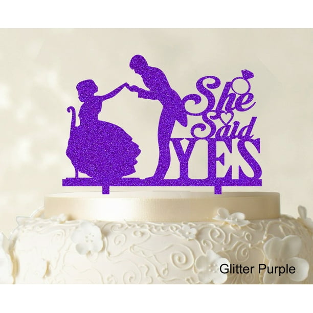 "She Said Yes Wedding Cake Topper Custom Name Cake Topper Color Option ...