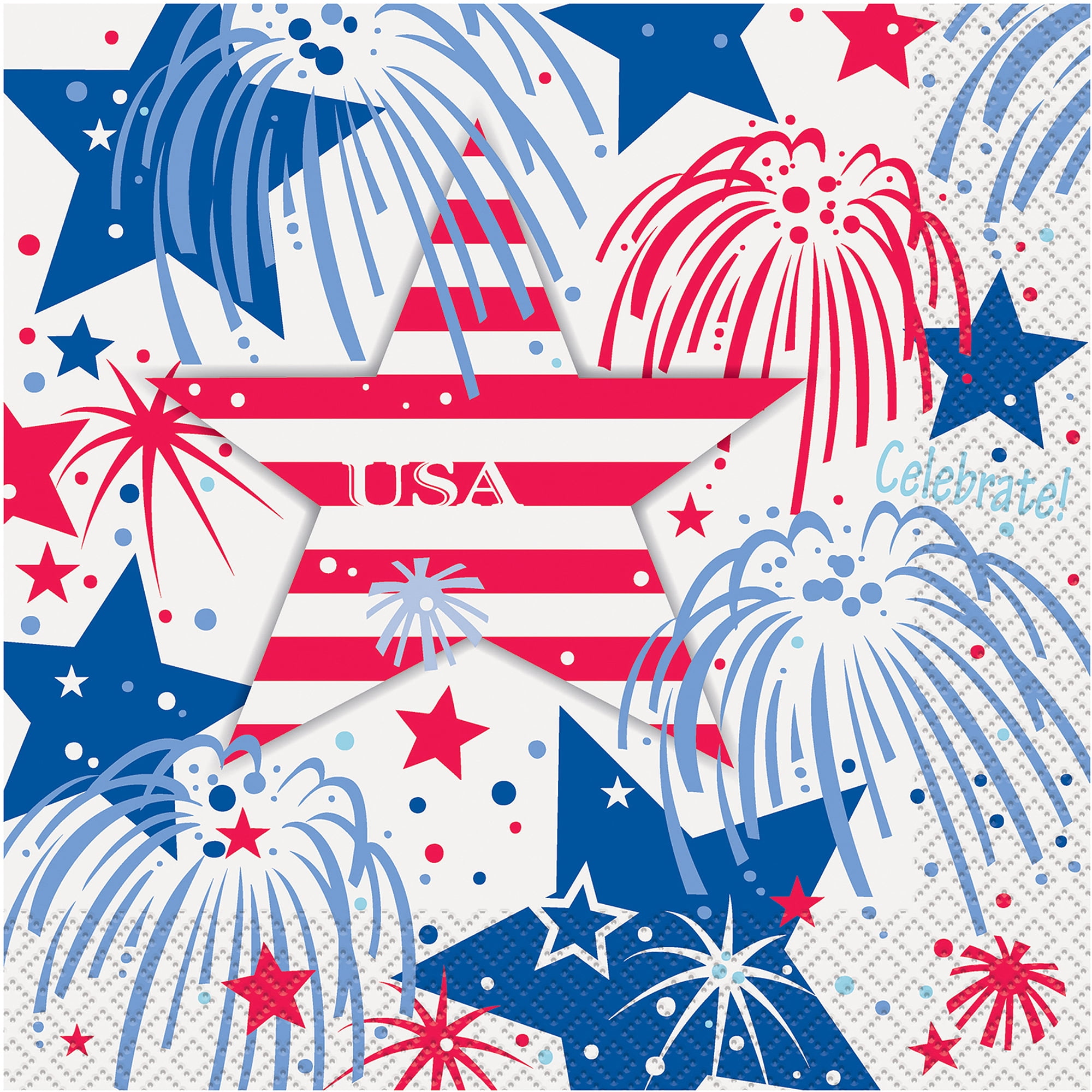USA Fireworks Patriotic Party Napkins, 16ct - Walmart.com