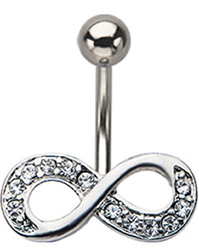 Navel Ring 14g 3/8s Navel with Fixed Gemmed Infinity Charm Belly Button ...