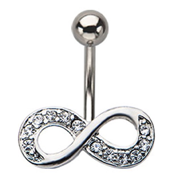 Navel Ring 14g 3/8s Navel with Fixed Gemmed Infinity Charm Belly Button ...