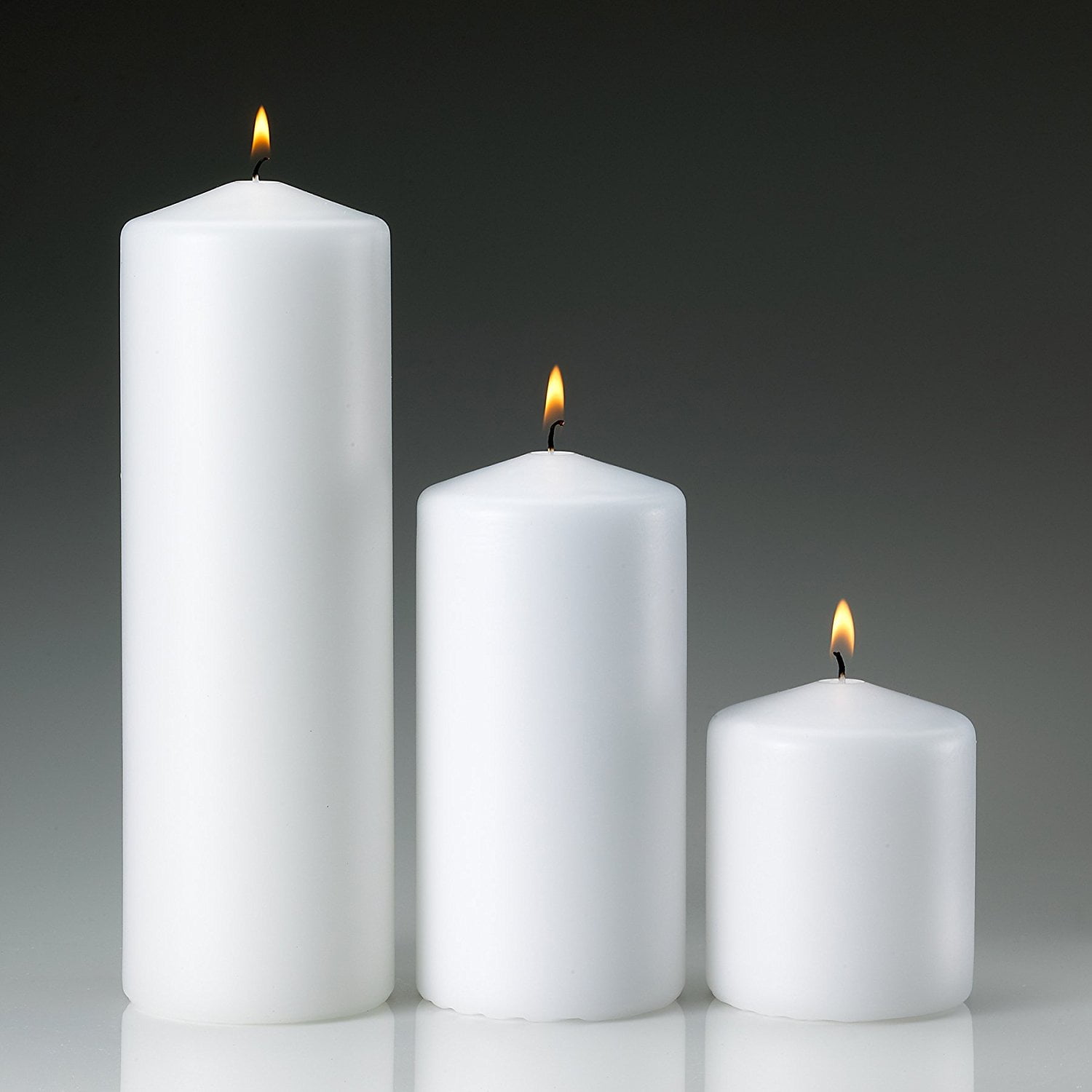 Set Of 3 White Pillar Candles 3x3 3x6 3x9 Made In USA Set Of 3 White