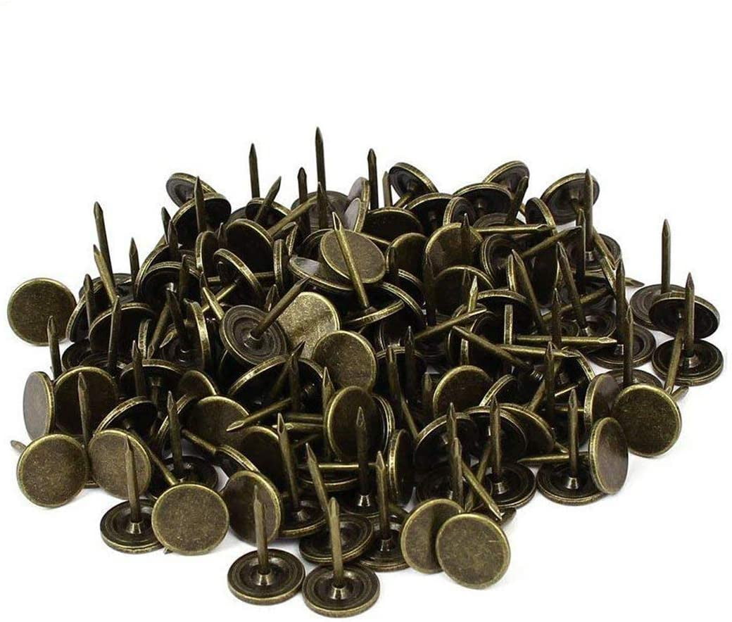 200Pcs 7/16 Inch Dia Bronze Flat Head Upholstery Tacks/Nails Thumb Push ...