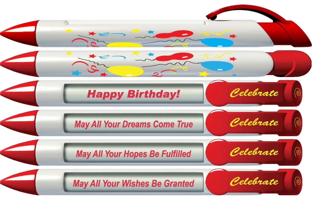 Party Pen by Greeting Pen- Celebrate Birthday Rotating Message Pen - 6 ...