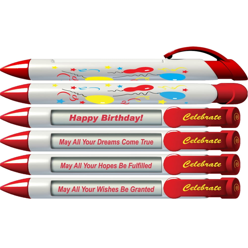 Party Pen by Greeting Pen- Celebrate Birthday Rotating Message Pen - 6 ...