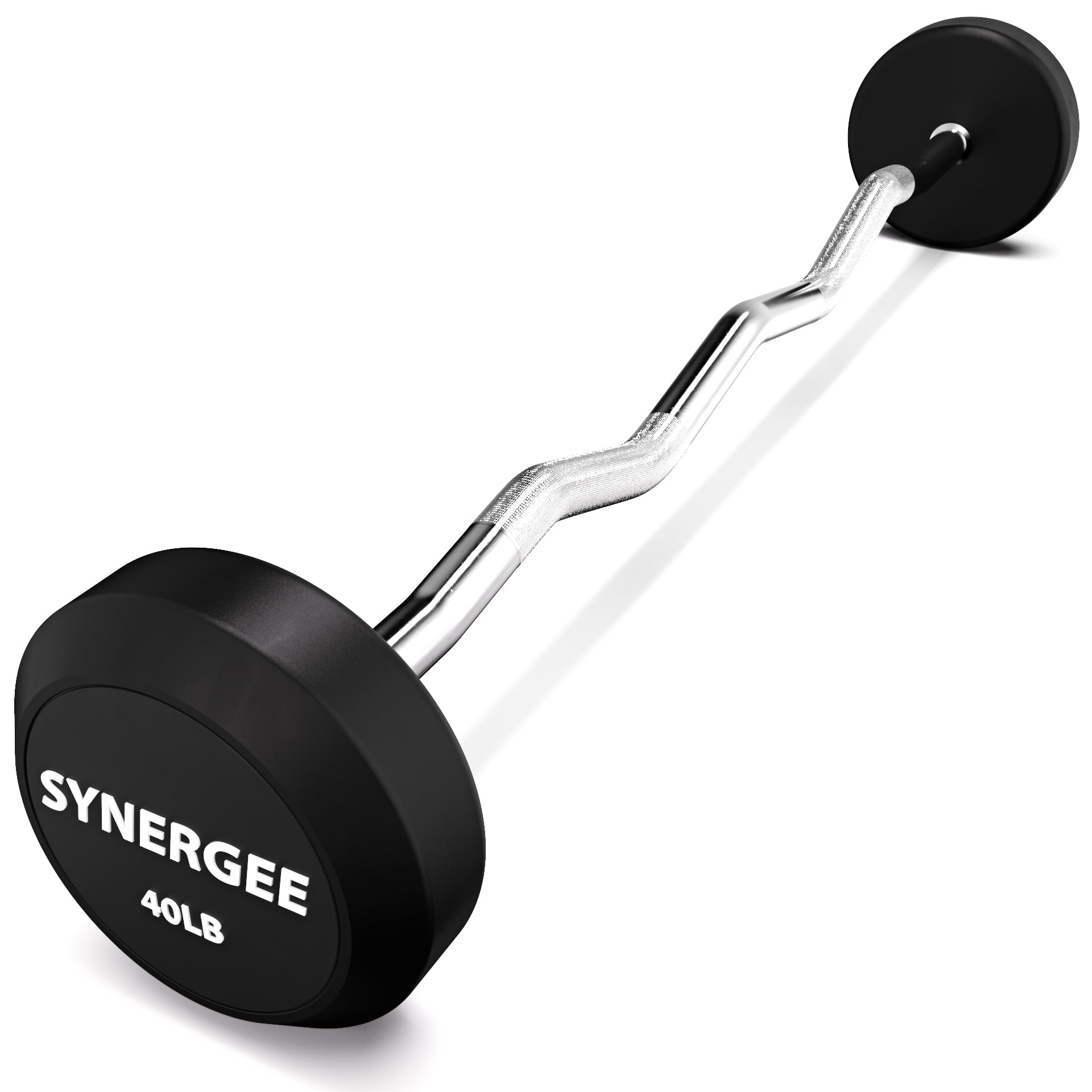 Synergee Fixed 40LB Easy Curl Bar Pre Weighted Curved Steel Bar with ...