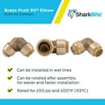 SharkBite 1/2 Inch 90 Degree Elbow, Pack of 12, Push to Connect Brass Plumbing Fitting, PEX Pipe ...