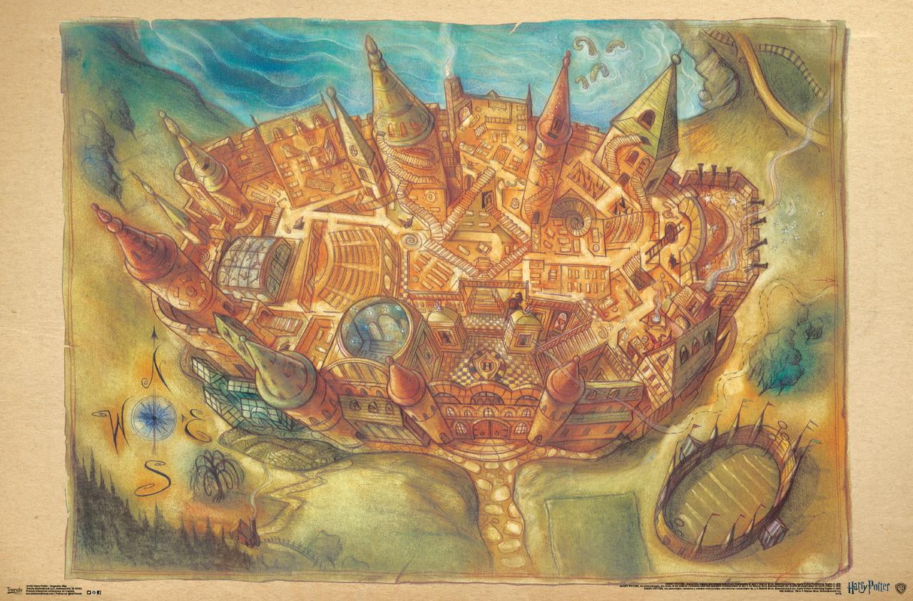 The Wizarding World: Harry Potter - Hogwarts Map Wall Poster, 22.375" x ...