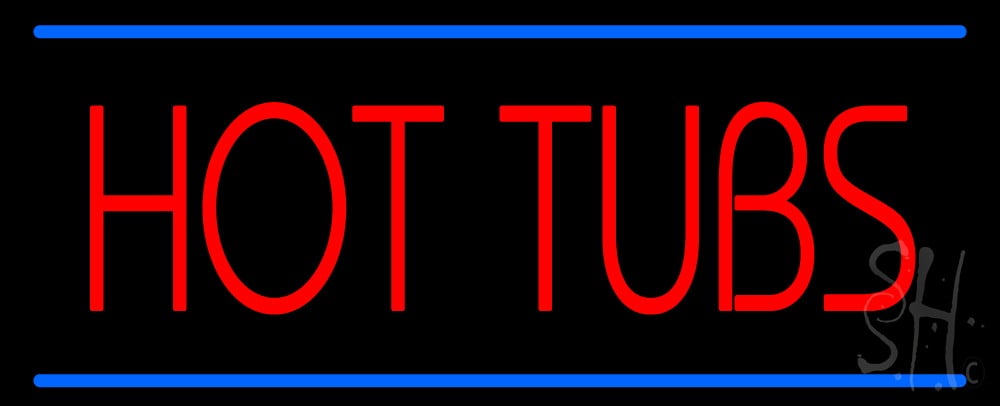 Everything Neon Red Hot Tubs Blue Lines LED Neon Sign, 13 x 32 in ...