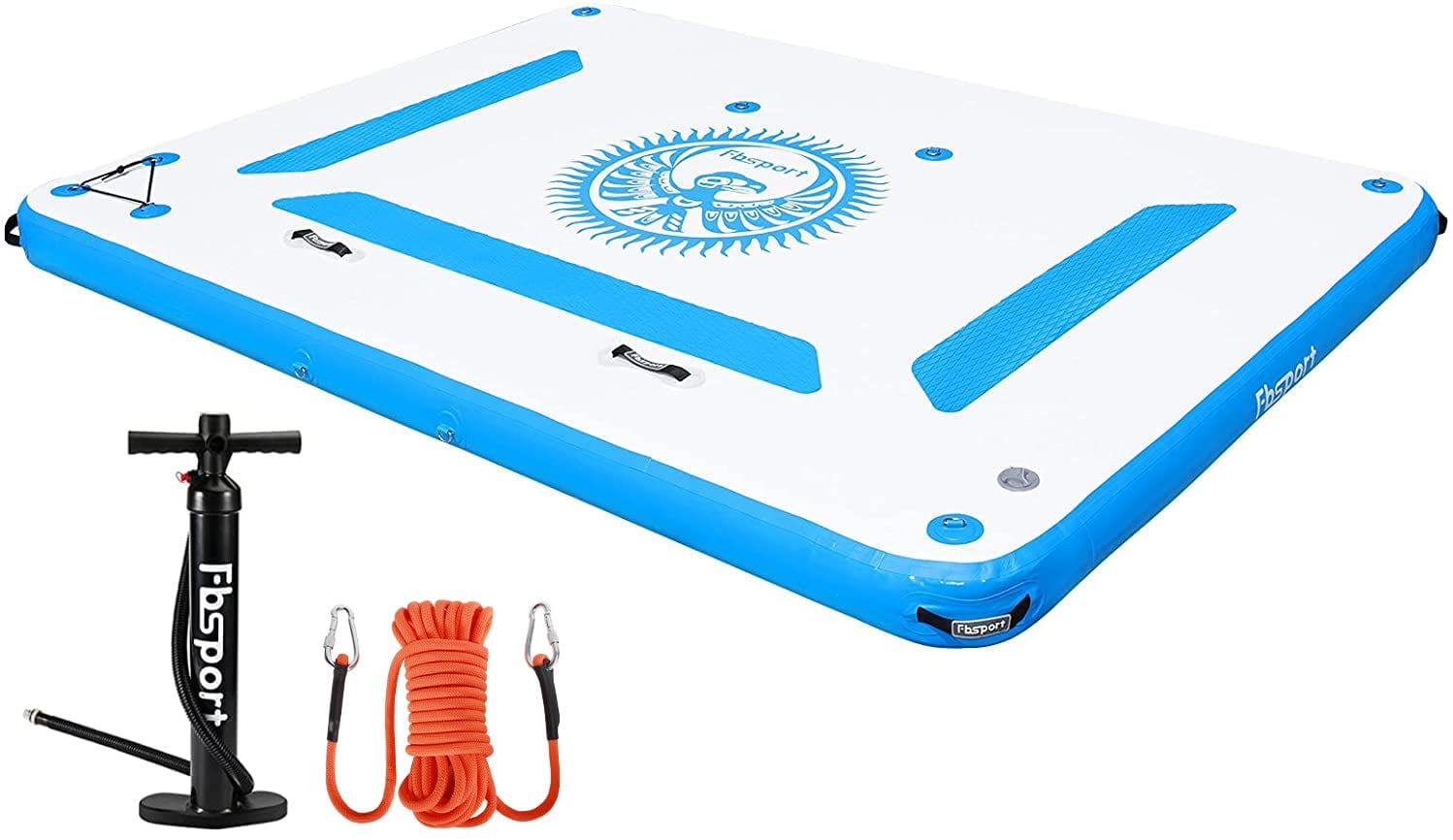 Inflatable Floating Dock 8 x 6 ft, Gym Mat, Water Platform Swim Deck w ...