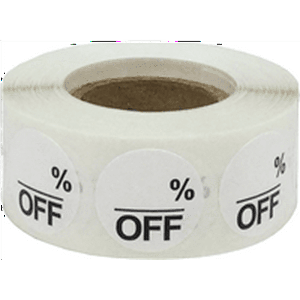 White Blank % Off Circle Dot Stickers, 3/4 Inch Round, 500 Labels on a ...