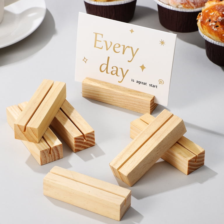 Wood Display 20 Pack Wood Sign Holders - 3.9x1x0.8 Inch Natural Stands ...