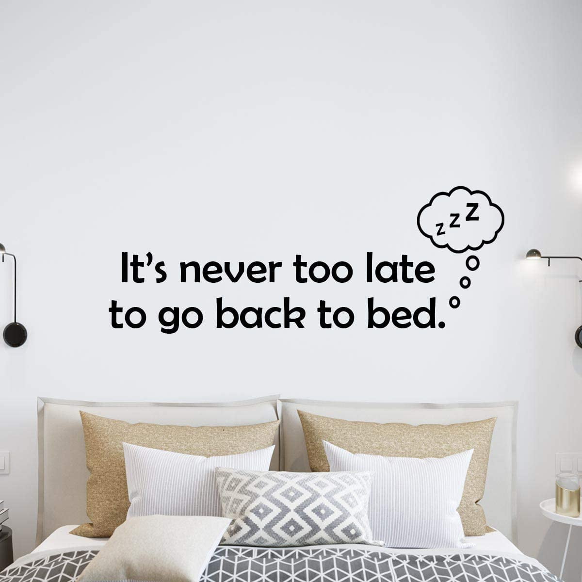 VWAQ It's Never Too Late to Go Back to Bed Above Bed Wall Decal Funny ...