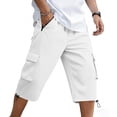 BiZtdJrK White Cargo Pants for Men 3/4 Length Drawstring Cuff Elastic ...