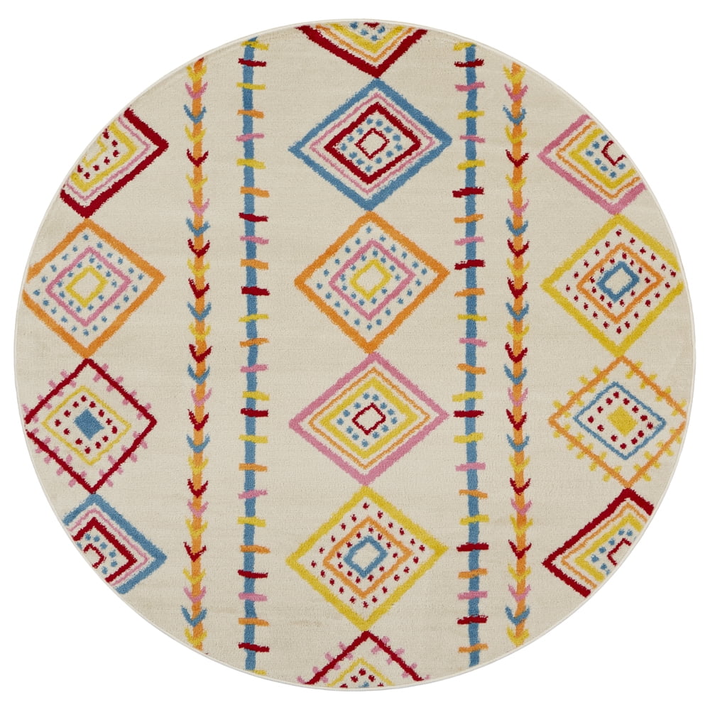 Lr Home Whimsical Dancing Diamonds Cream / Orange Olefin Indoor Rugs ...