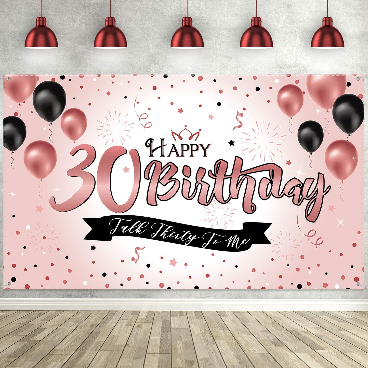 Happy 30th Birthday Decorations for Her,Large Fabric Rose Gold 30th ...