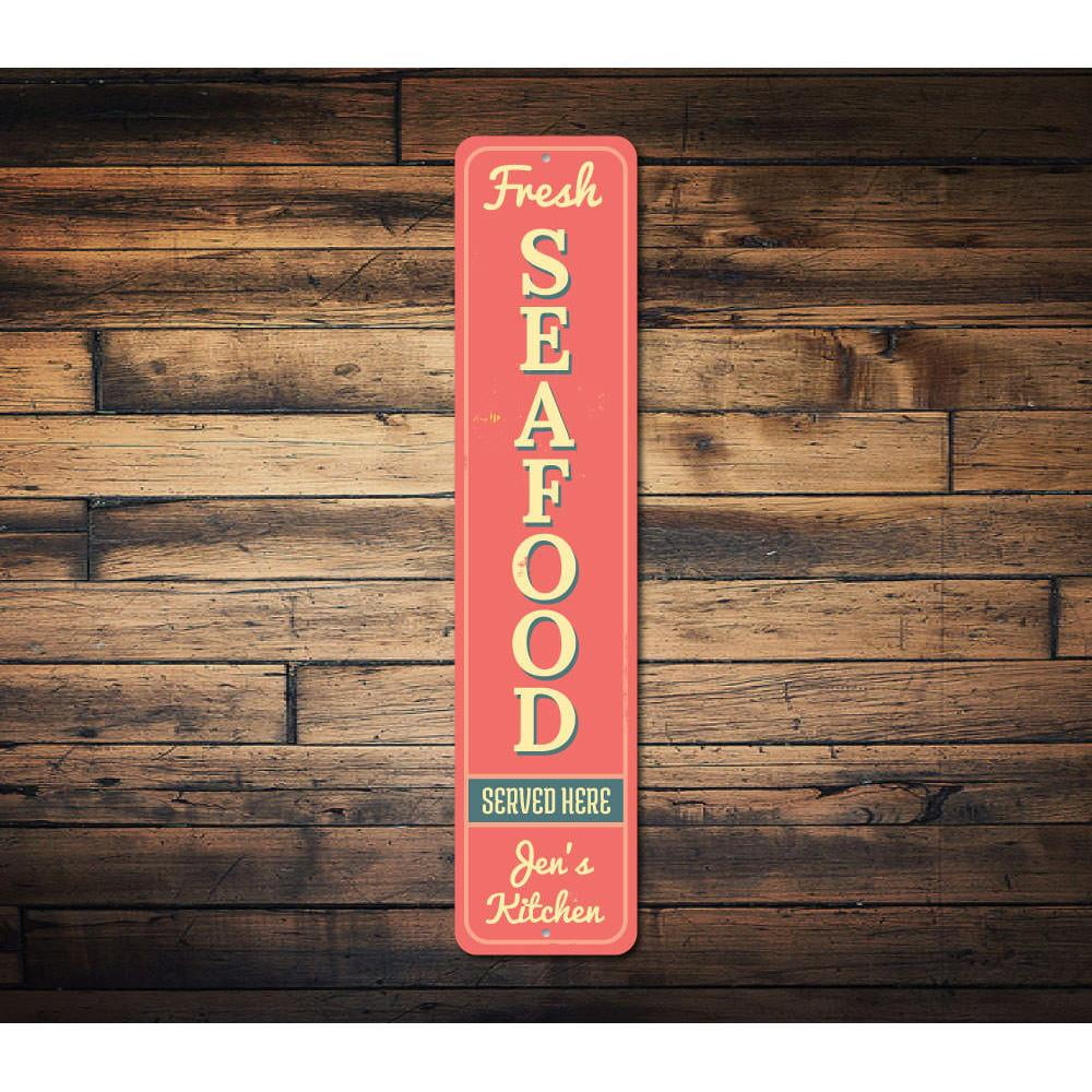 Fresh Seafood Vertical Novelty Sign, Metal Wall Decor - 4x18 inches ...