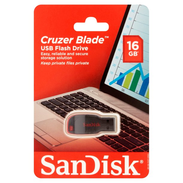 SanDisk Cruzer Blade 16GB USB Flash Drive - SDCZ50-016G-AFFP - Walmart ...