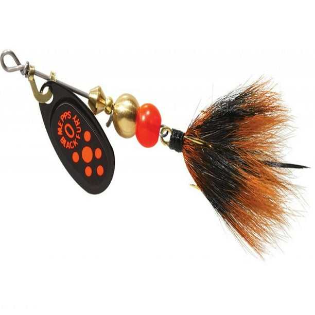 Mepps 1/12-Ounce Black Fury Dressed Lure, Fluorescent Red Dot/Black Red ...