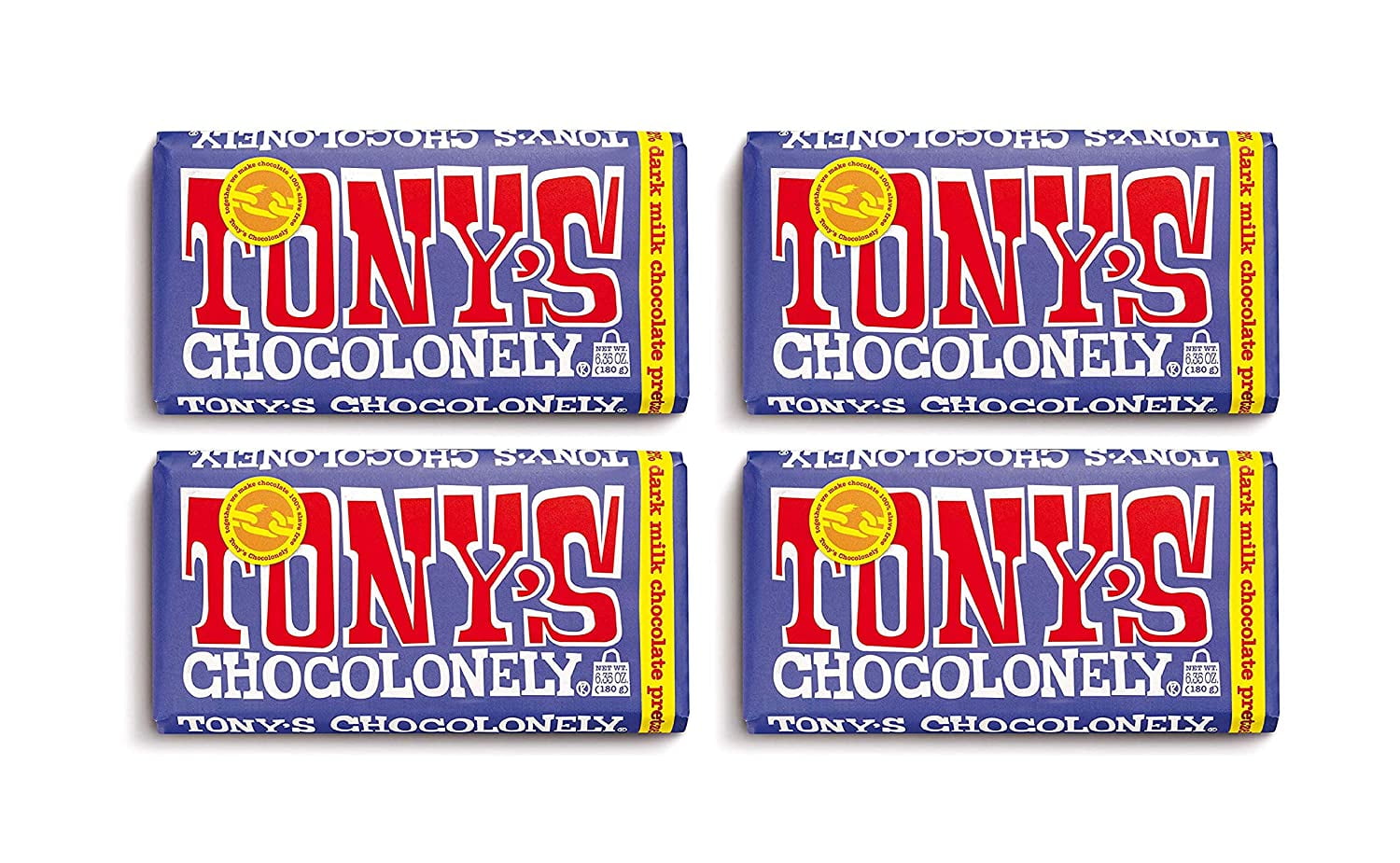 Tony's Chocolonely Dark Milk with Pretzel and Toffee Pack of 4 - 6.36 ...