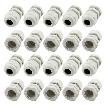 20Pcs M18X1.5 3mm to 10mm Waterproof Fastener Plastic White Cable Gland ...