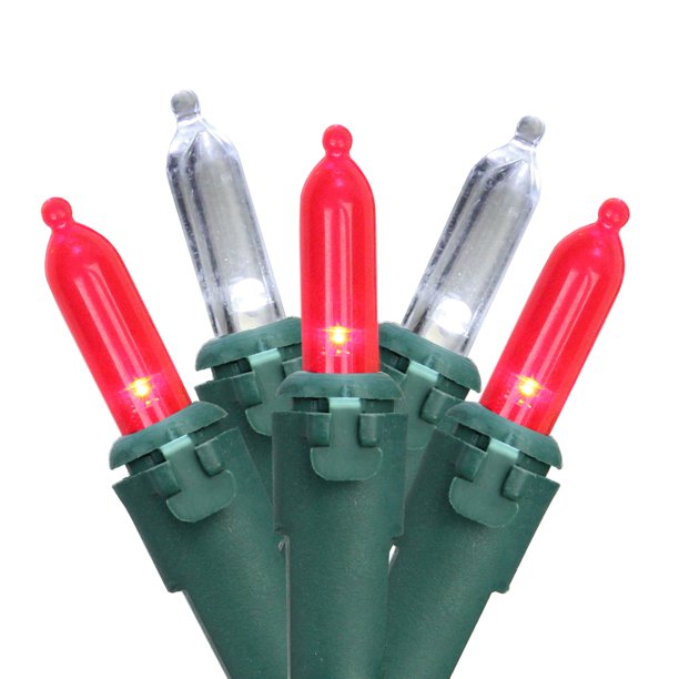Northlight 50ct LED Mini String Lights Red/White - 16.25' Green Wire ...