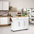 Costway Portable White Kitchen Cart with Wooden Top, Drawers and ...