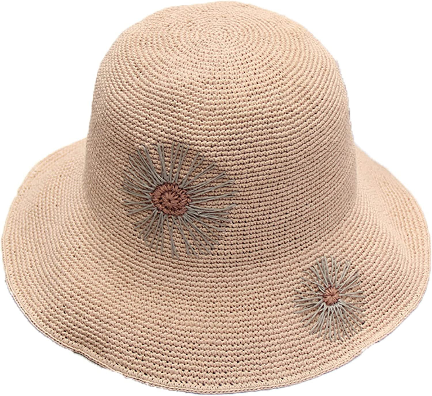 CoCopeaunts Women Straw Bucket Hat Wide Brim Sunshade Vacation Beach ...