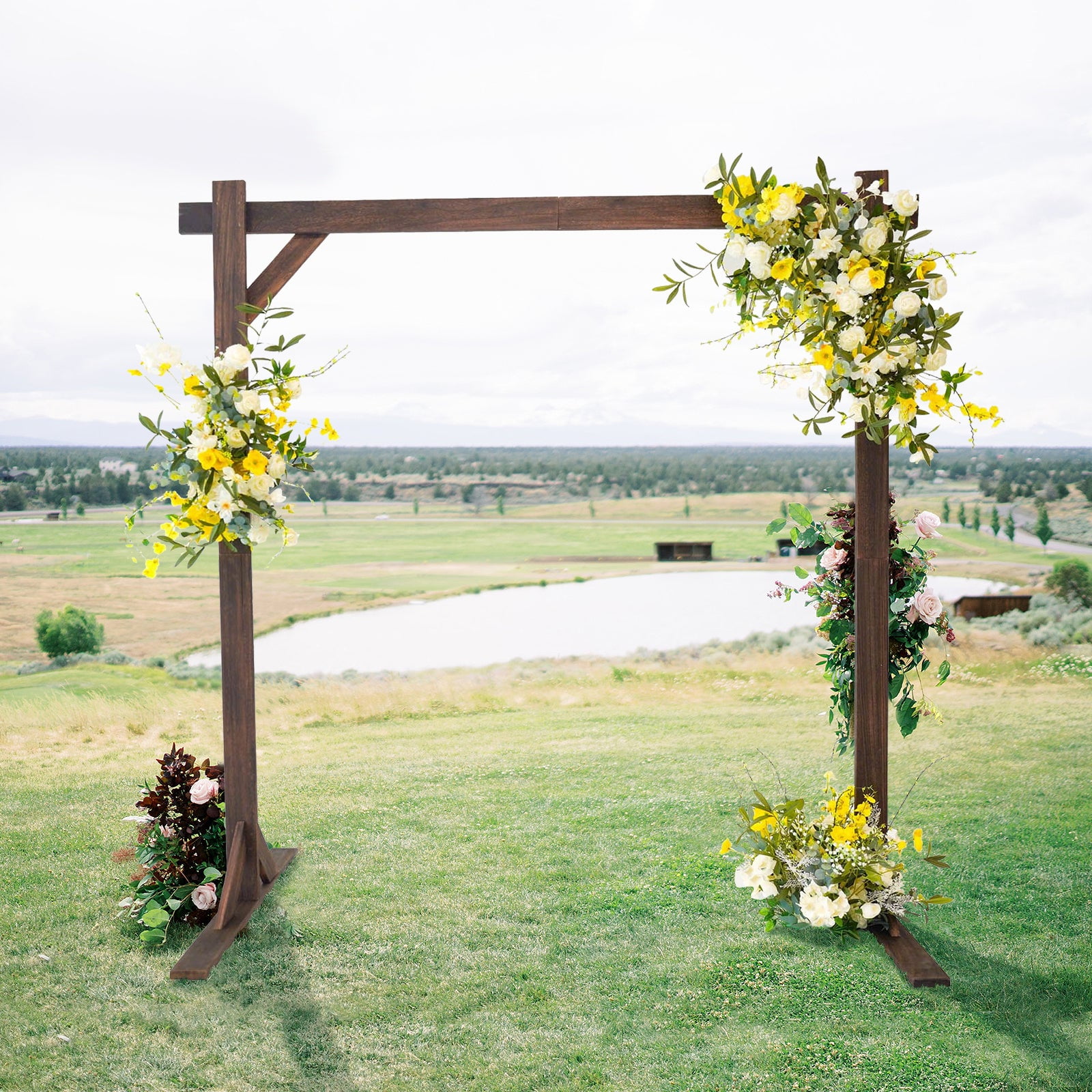 Efavormart 7FT Rustic Square Wedding Arch Wooden Backdrop Stand ...