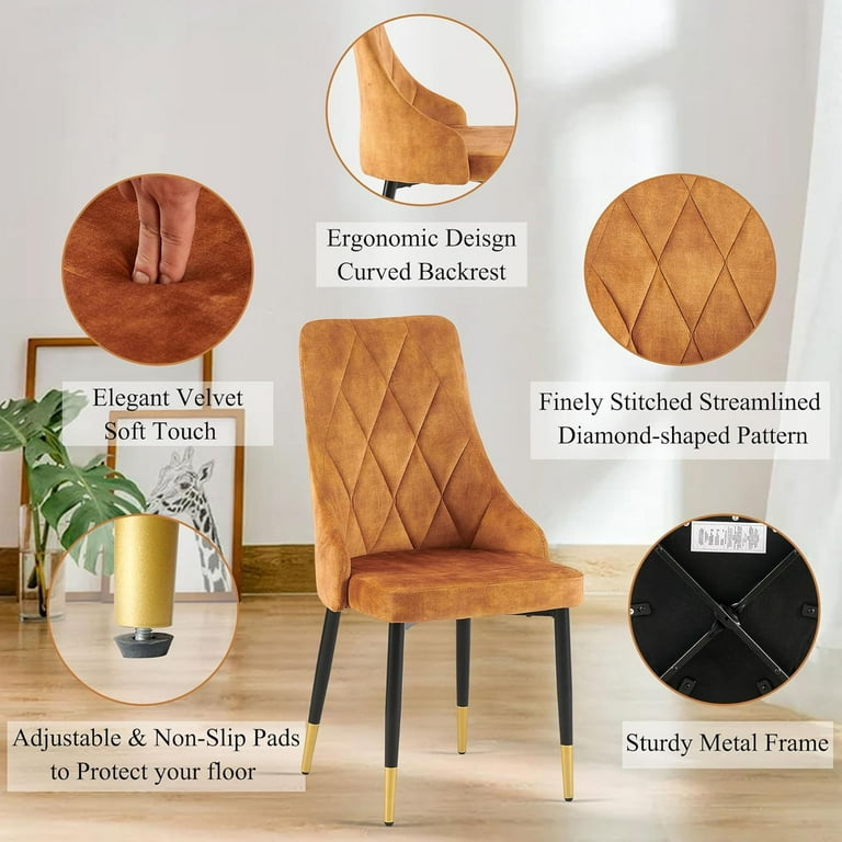 Howtai Upholstered PU Leather Home Kitchen Dining Chairs Set of 4 Beige