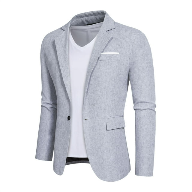 Mens Casual Blazers 1 Button Slim Fit Suit Jackets Lightweight Sport ...