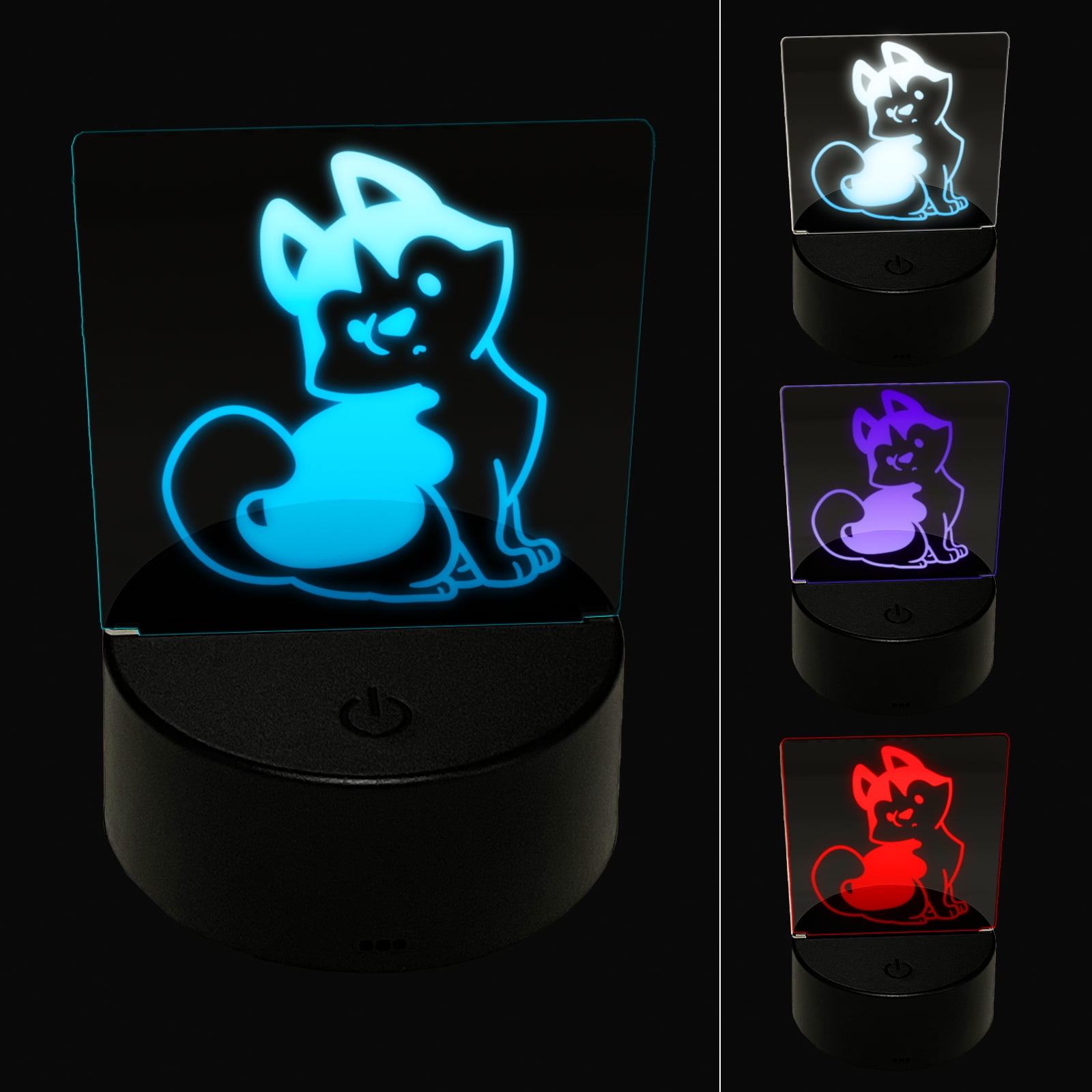Siberian Husky Sitting Dog LED Night Light Sign 3D Illusion Desk ...