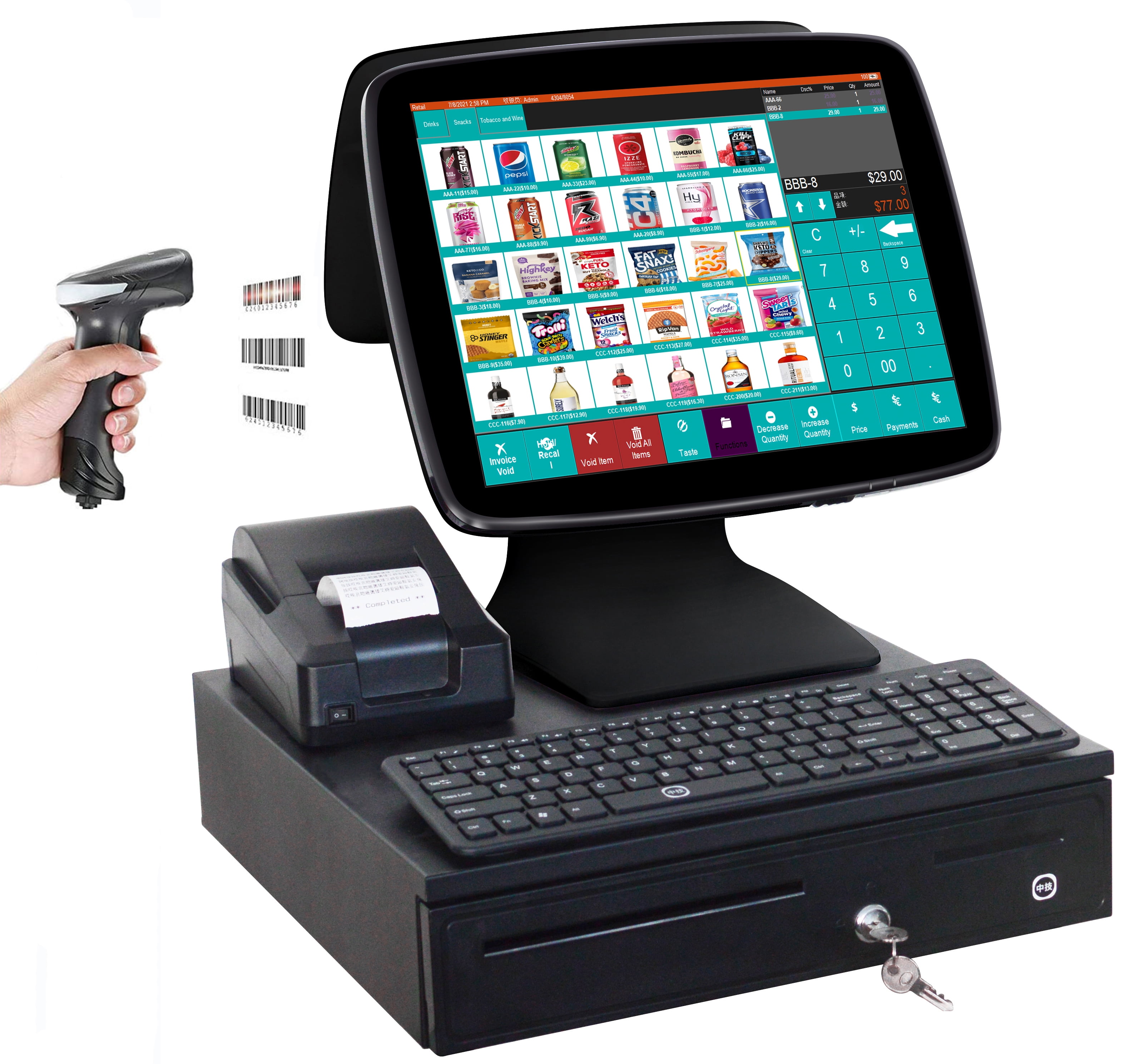 POS System Cash Register Win10 Electronic Touch Screen with Terminal ...