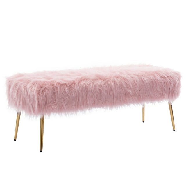 Duhome Elegant Lifestyle Velvet Furry Accent Living Room Bench, Ottoman ...