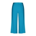 Vdgthytj Womens Wide Leg Pants Elastic High Wasited Capris Pants Solid