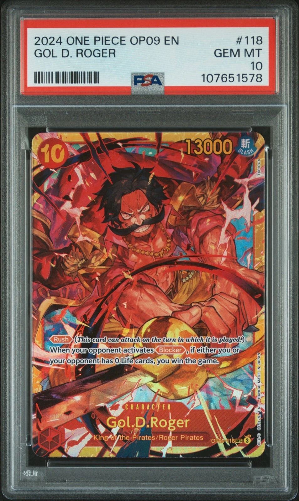 Gol.D.Roger OP09-118 SEC One Piece Emperors in the New World PSA 10 - Walmart.com