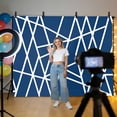 Modern Themed Photography Backdrop 10x8FT, Irregular Blue Shapes White ...
