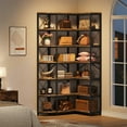 Condemo 7-Shelf Corner Bookshelf, Modern Industrial Tall Bookcase, 7 ...