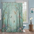 Botanical Shower Curtain Set with Hooks, Spring Watercolor Trees Mystic ...