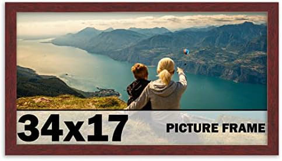 34X17 Frame Brown Mahogany Picture Frame - 100% Solid Wood Frame Kit ...