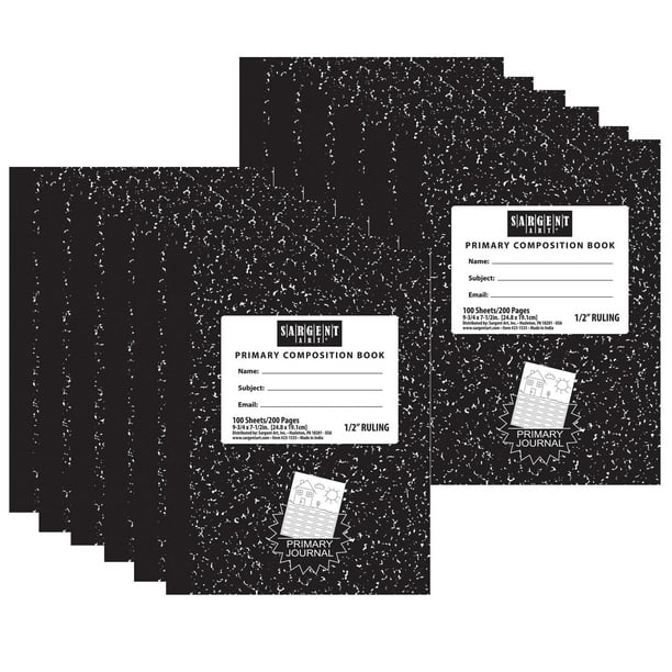 Hard Cover Composition Book, Primary Ruled, 7.5" x 9.75", 100 sheets ...