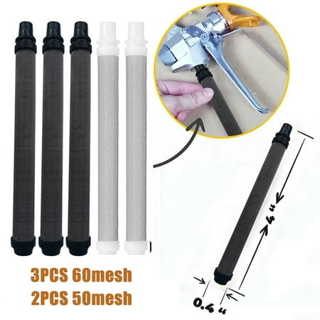 5pcs 60Mesh +50mesh Airless Spray tool BLACK filter insert 304 ...
