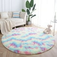 Softlife Cute Round Rainbow Carpet for Girls Kids Room Fluffy Rug for ...
