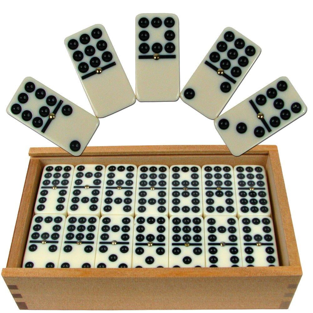 Premium Set of 55 Double Nine Dominoes with Wood Case, Brown NEW ...
