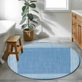 Blue Geometric 4ft Round Rug, White Greek Key Design Burlap Modern Art ...