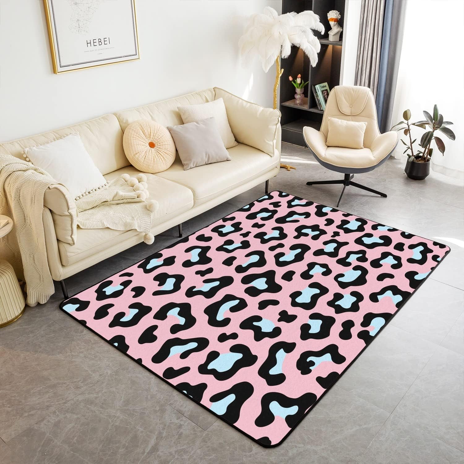 Rainbow Leopard Print Area Rug for Teens Youth,Cheetah Carpet 3x5 ...
